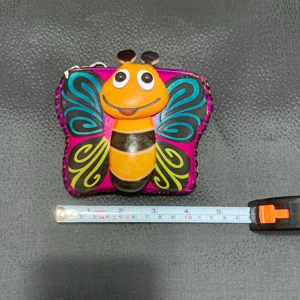Handmade | Bags | Handmade Yellow Leather Butterfly Coin Purse Cute ...
